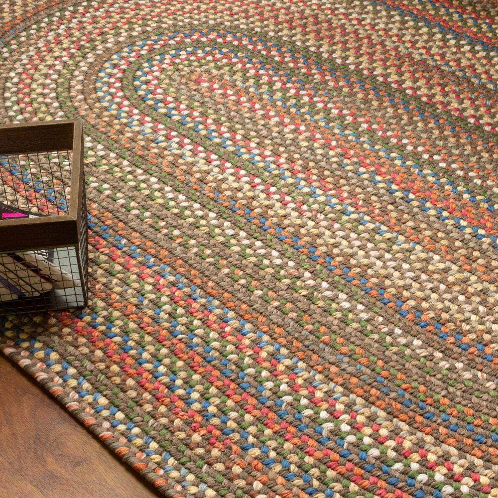 Roxbury Dark Taupe Braided Rug - Indoor Outdoor Kitchen Rug - Stain Re